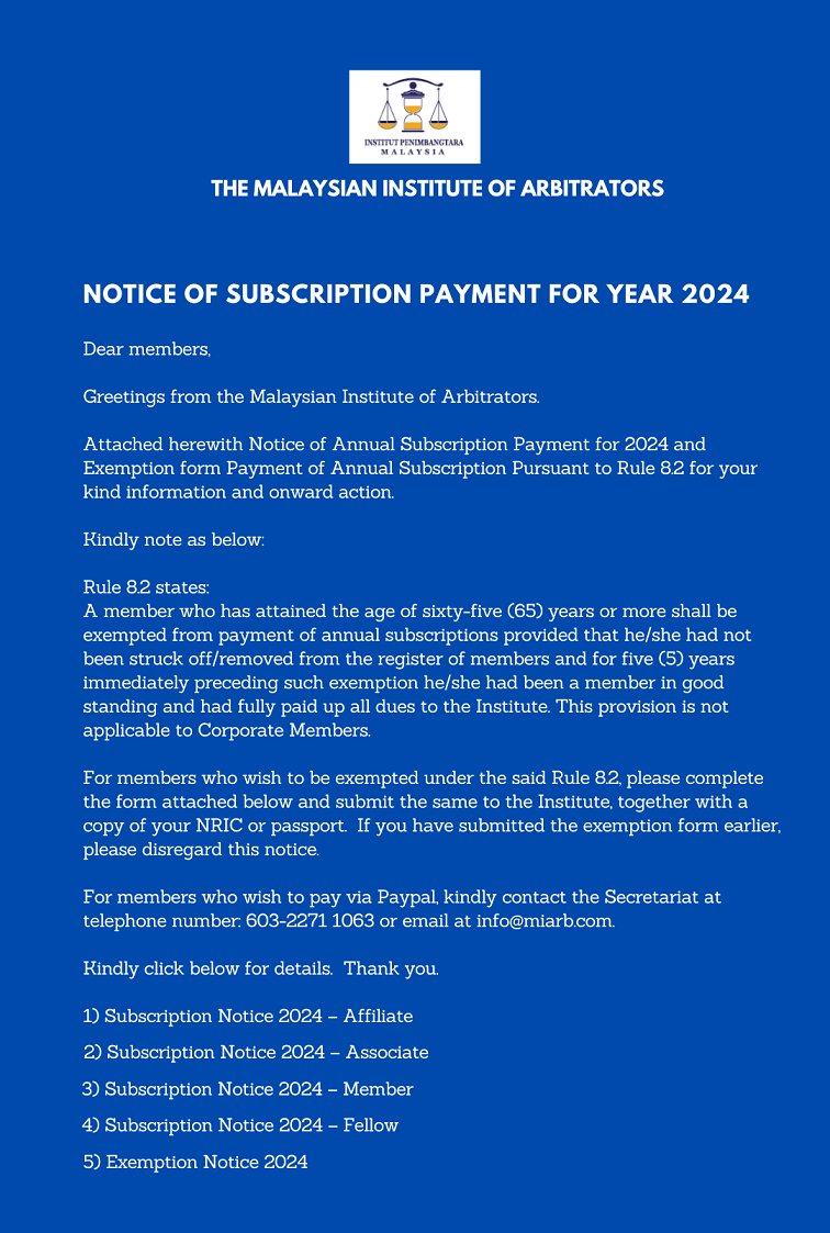 MIArb | More details of news